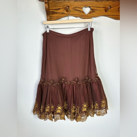 Anthropologie | Skirts | Anthropologie Lithe Y2k Chocolate Brown Tulle ...